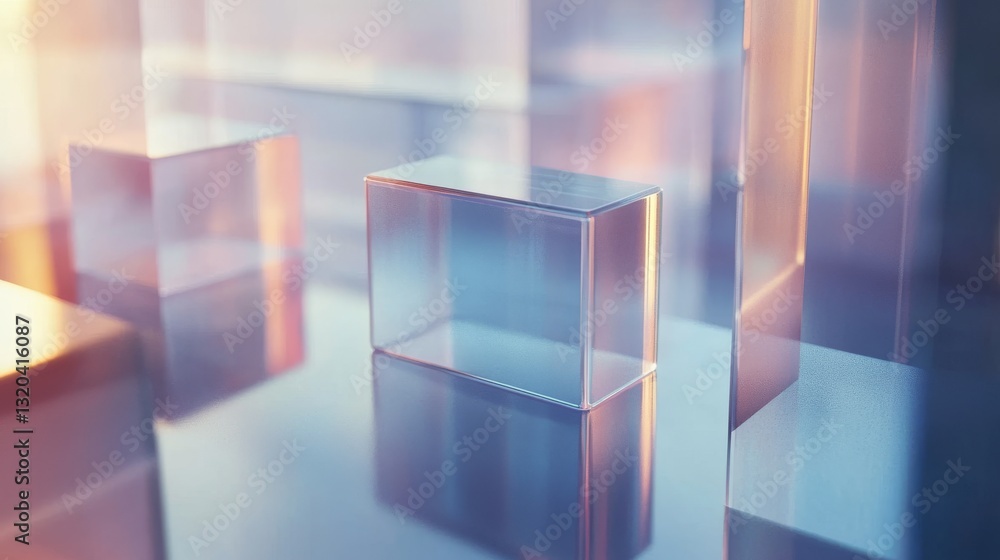 Translucent glass panels floating in space, vibrant fluid gradients ...