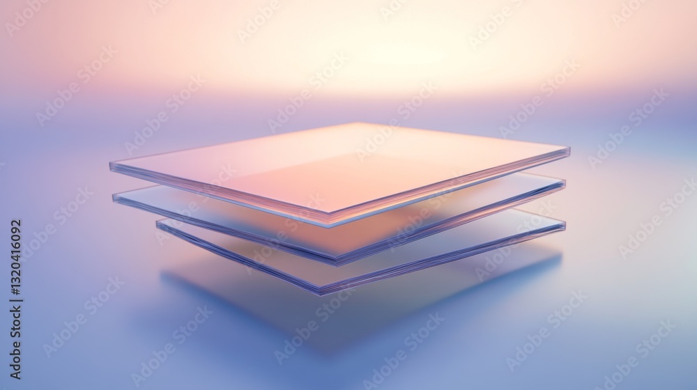 Translucent glass panels floating in space, vibrant fluid gradients ...