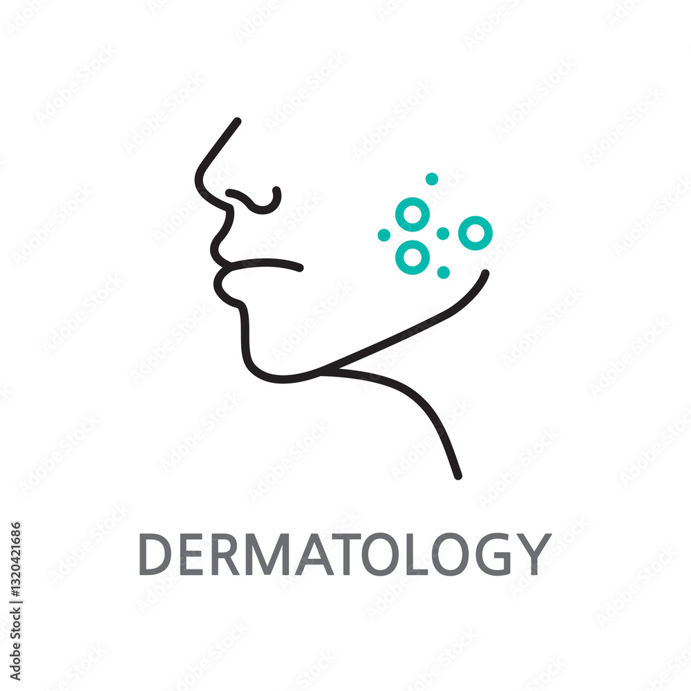 23.DERMATOLOGY.eps. Skin, skin disease icon. Allergen editable on white ...