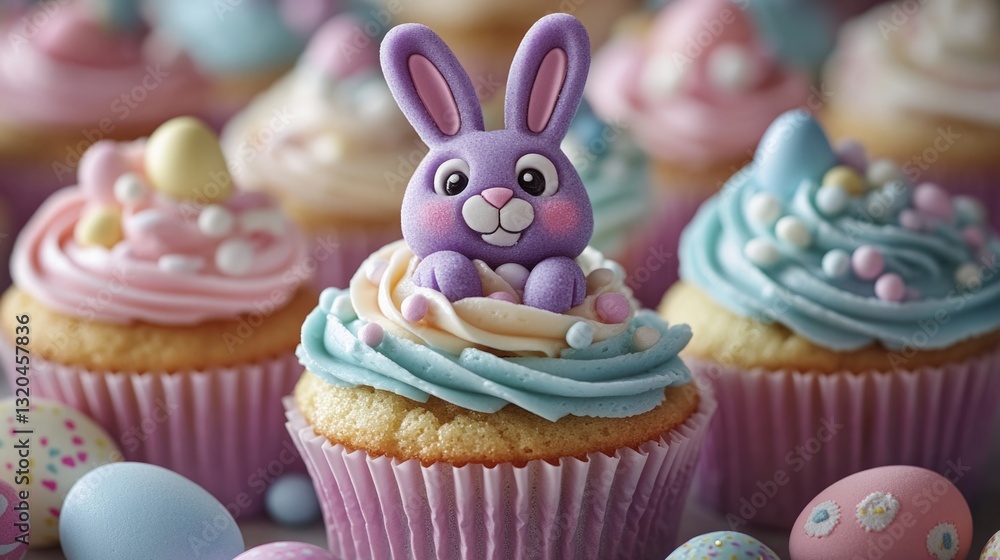 Easter cupcakes with pastel frosting and adorable bunny topper. Easter ...