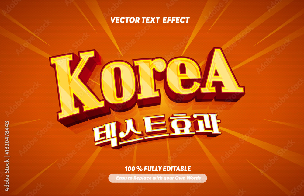 Editable text effect Korean Movie - Drama 3d cartoon template style ...