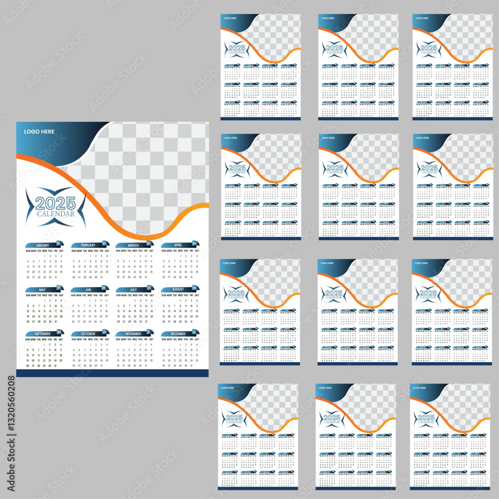 Calendar 2025, Calendar 2025 Week Starts Sunday One Page A4 Business Design Planner Template ...