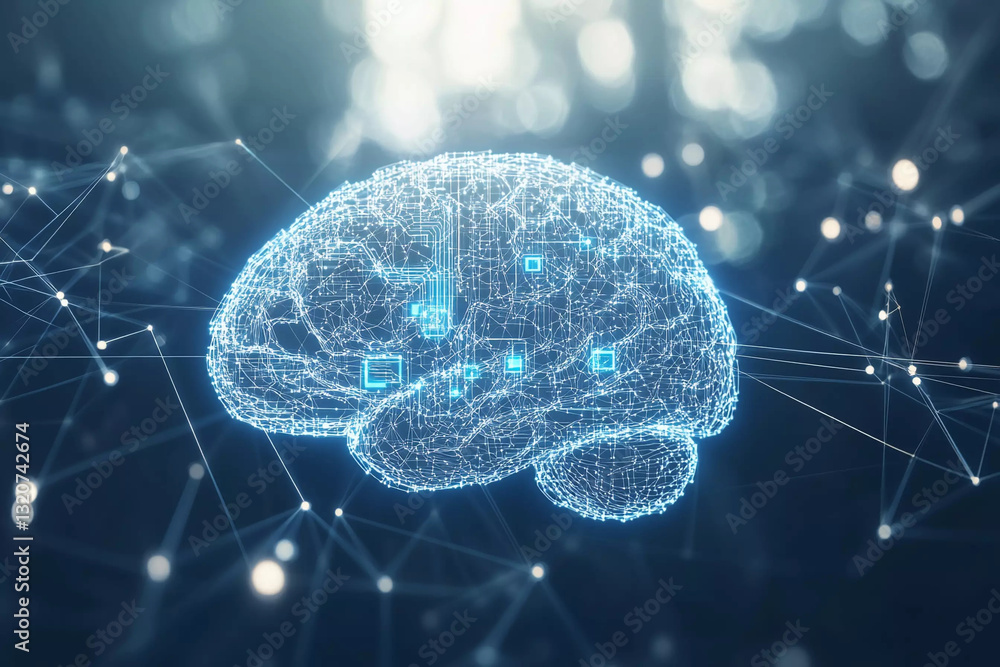 Conceptual visualization of a human brain representing advanced neural connections and digital ...