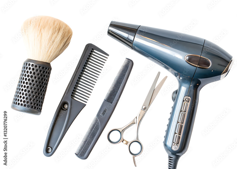 Professional Barber and Hairdressing Tools Set Isolated on White ...