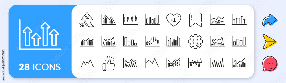 Financial chart line icons. Interest rate, AI generate, Inflation icons ...