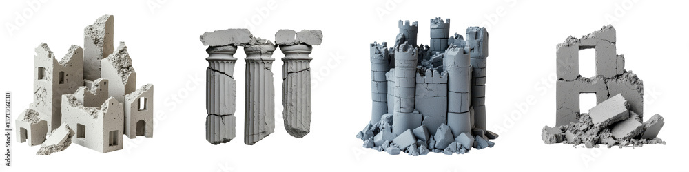 Dramatic and mysterious fantasy landscape featuring the crumbling ruins ...