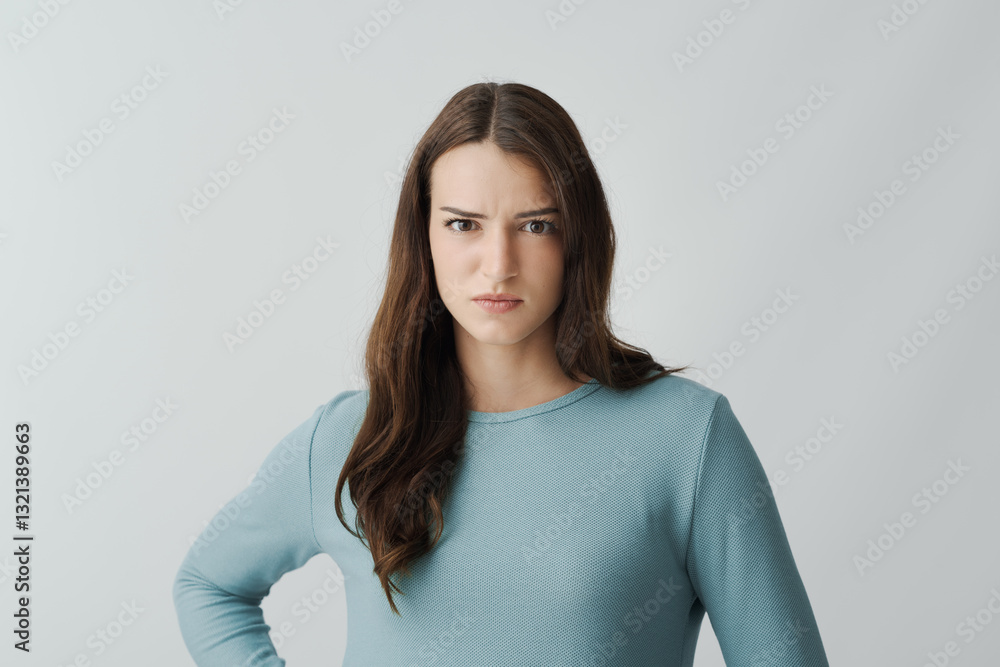 Upset disgusted woman staring at camera Stock Photo | Adobe Stock