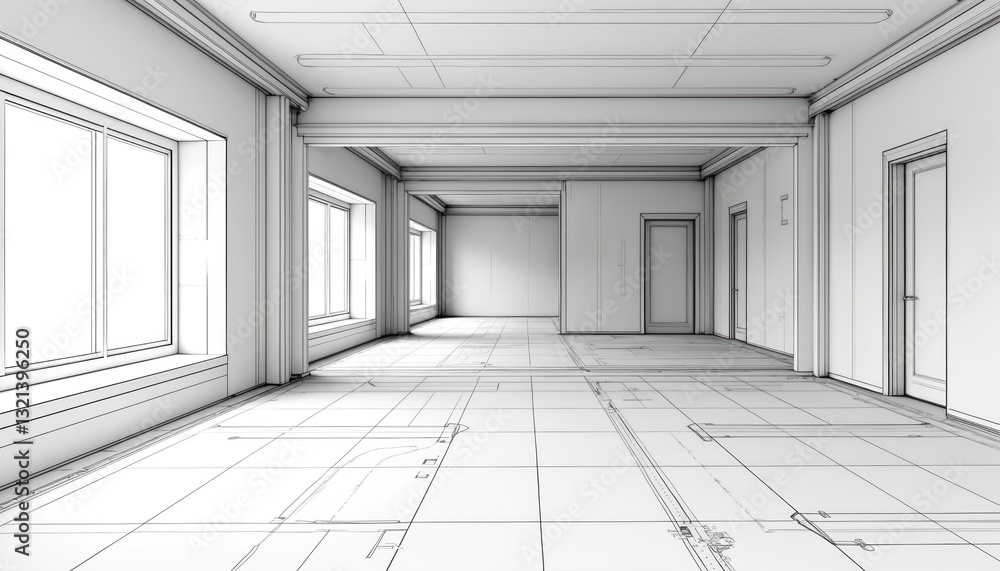 Interior design project of apartment house shown as architecture ...