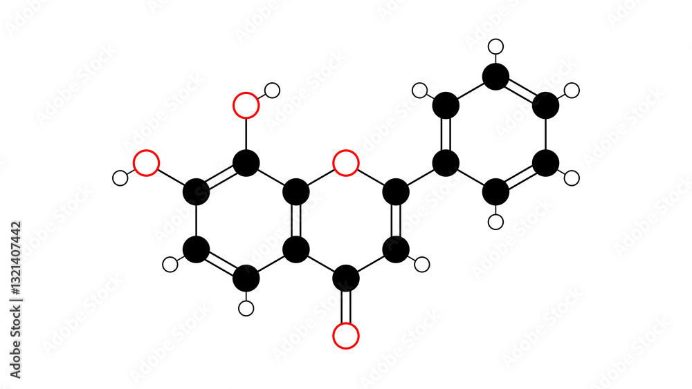 tropoflavin molecule, structural chemical formula, ball-and-stick model ...