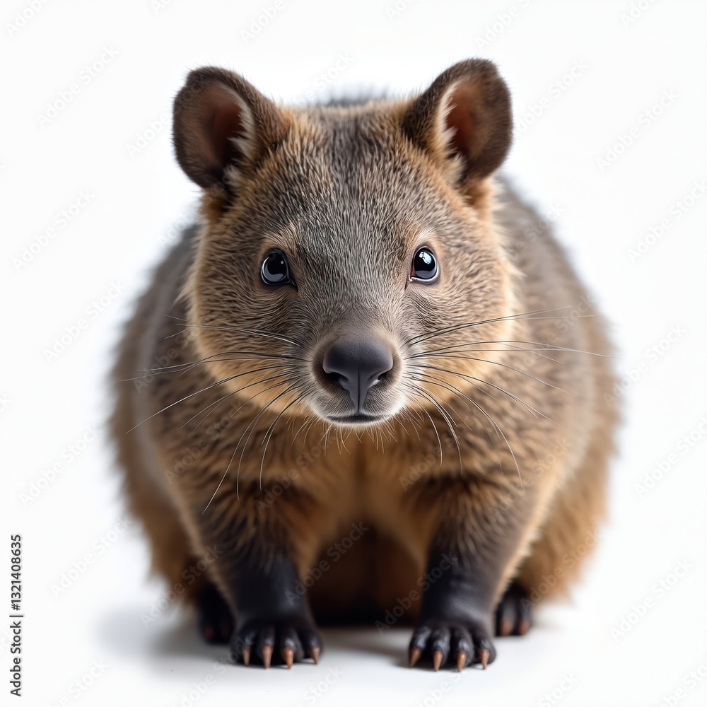 Front view of cute furry wombat isolated on transparent background ...