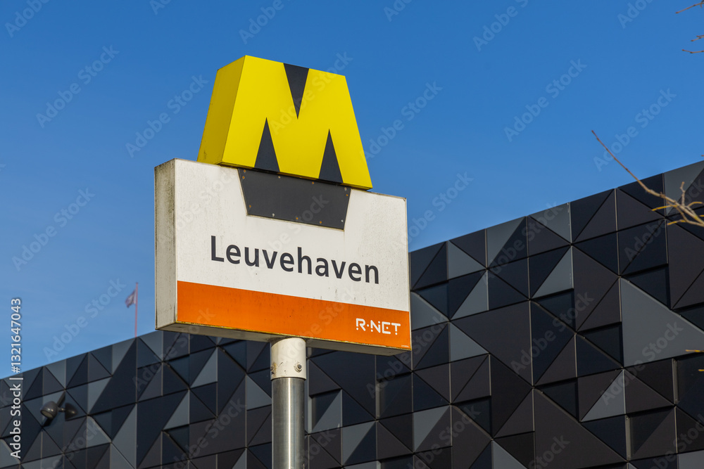 Letter M, Metro logo of Rotterdam, subway station Leuvehaven. Rotterdam ...
