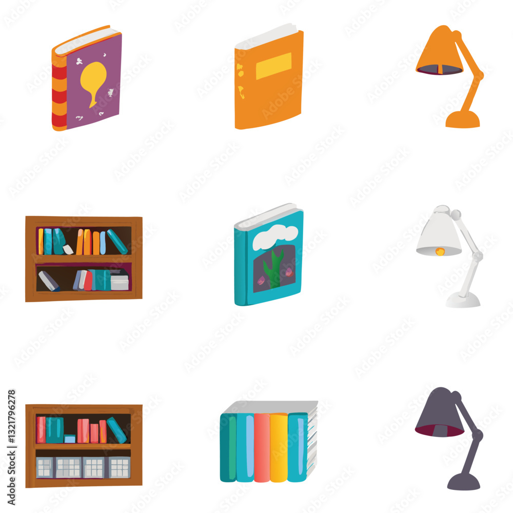 Adobe Illustrator ArtworA set of education icons with images of books ...