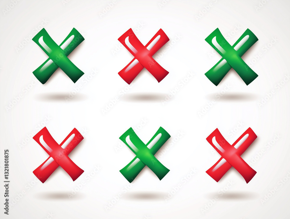 tick and Cross sign elements. vector buttons for vote, election choice ...