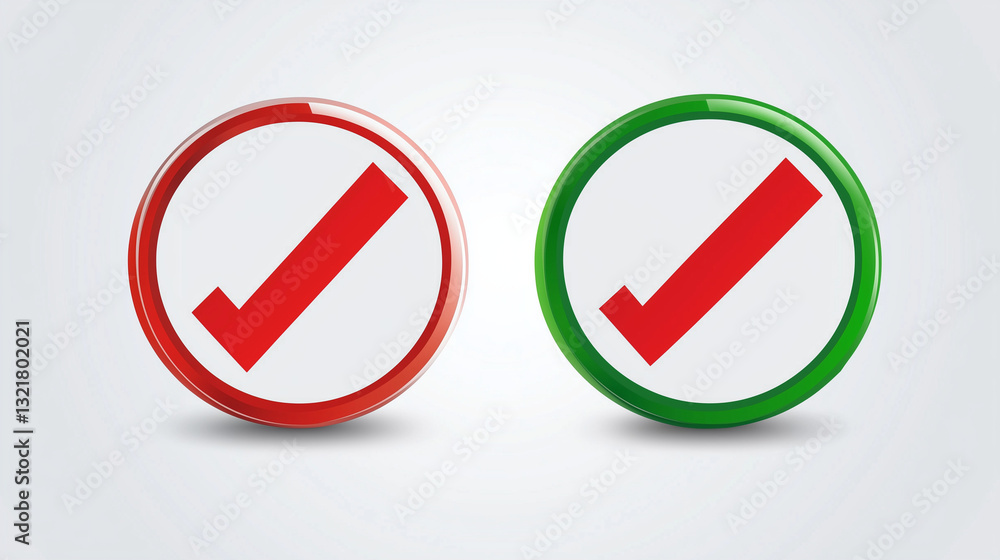 tick and Cross sign elements. vector buttons for vote, election choice ...