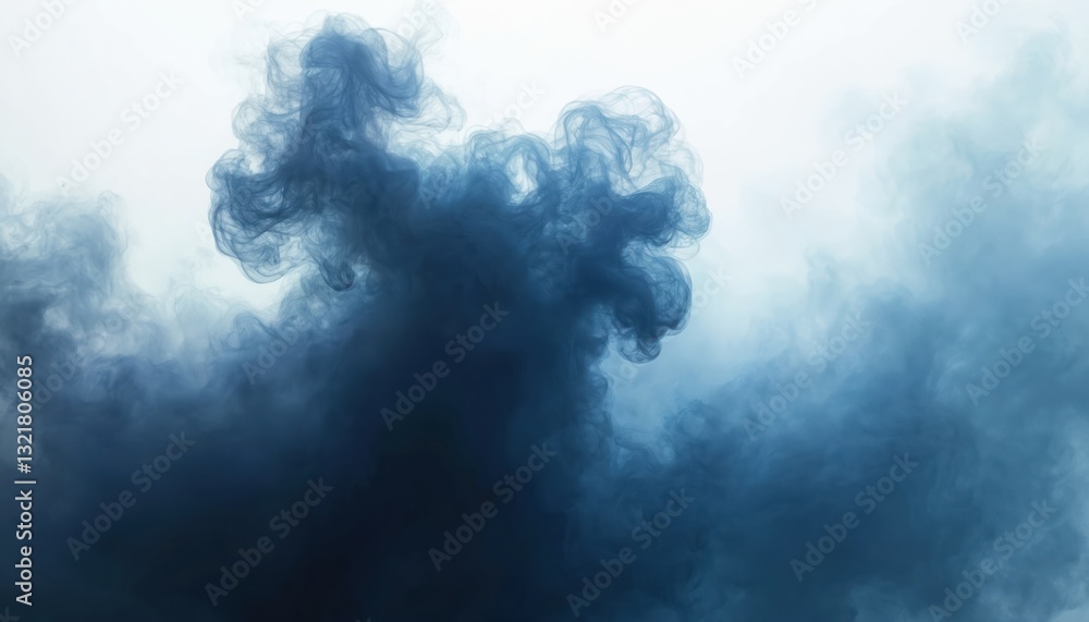 Dark dense smoke cloud with blue hues. Steam, smog texture on ...