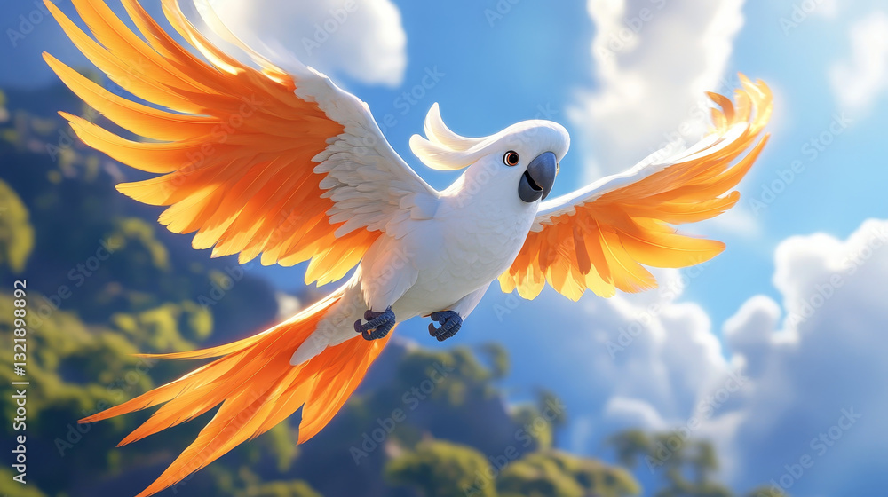 Cartoon cockatoo parrot fly animation frames sequence. Animated sprites ...