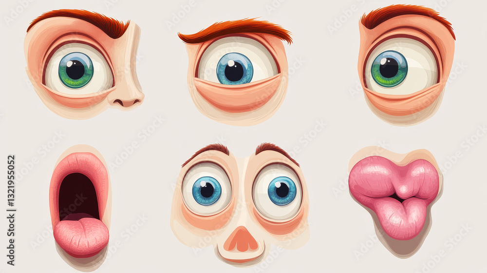 Ilustración de Stock Cartoon sensory organs. Senses organs, eyes vision ...