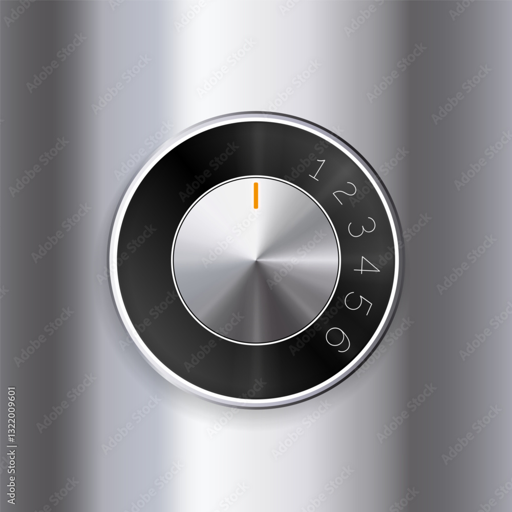 Round adjustment dial on white background realistic set of analogue ...