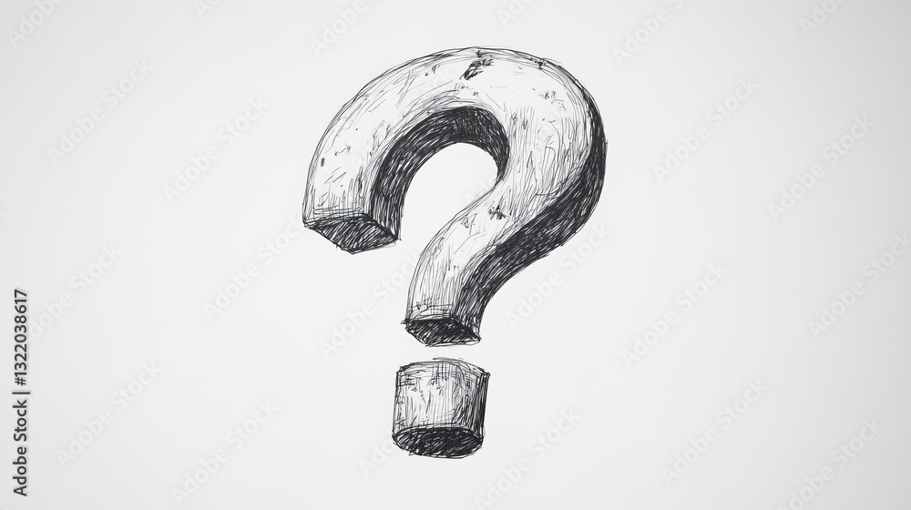 Hand writes question mark. Sketch one line hand draw question mark ...