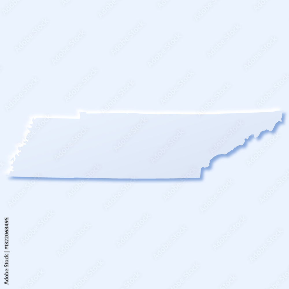 Tennessee State map with paper cut effect in light blue color Stock ...