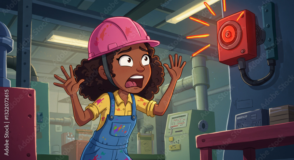 Cartoon Worker Accidentally Setting Off Fire Alarm Surprised Panicked ...