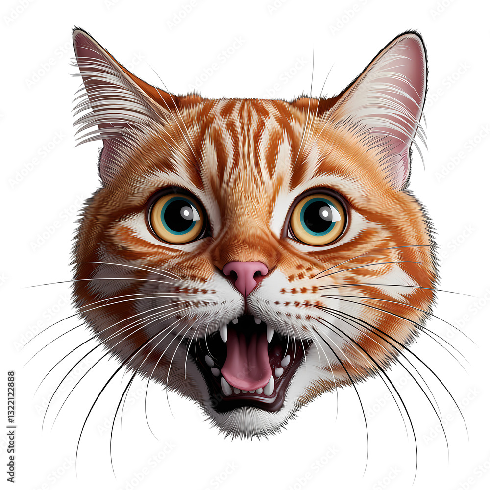 Surprised cat face mouth open kitty talking transparent background ...