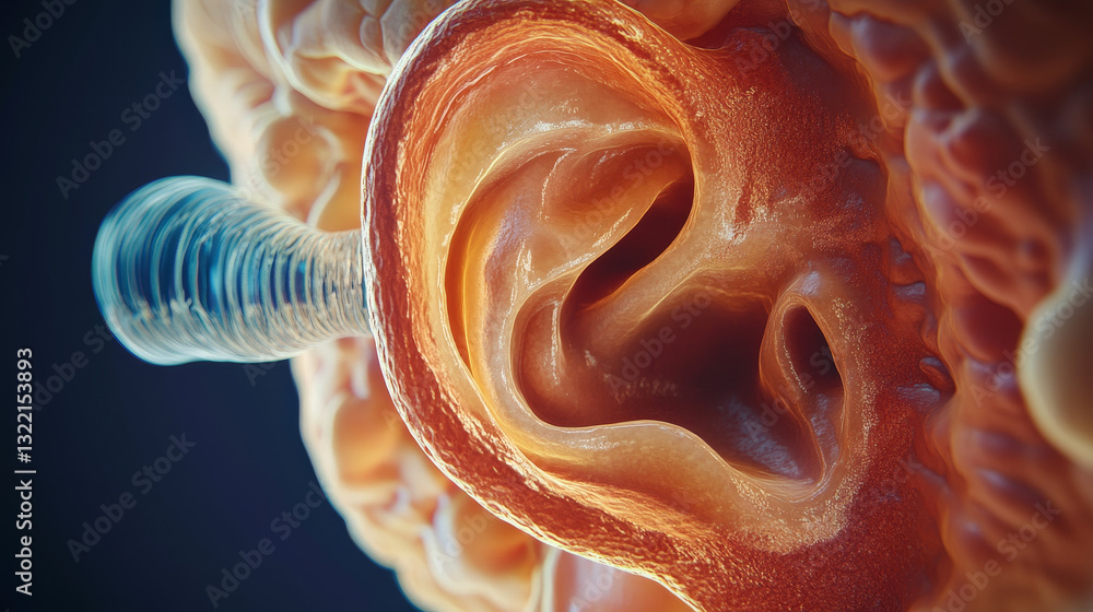 Human ear anatomy. Ears inner structure, organ of hearing. Ear cochlea ...