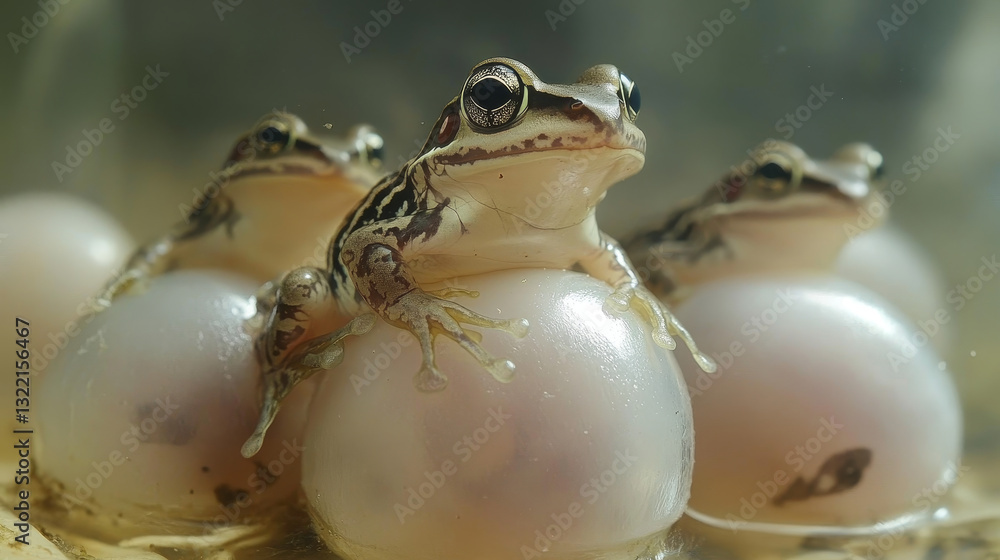 Ilustración de Stock Frog life cycle. Egg masses, tadpole, froglet ...