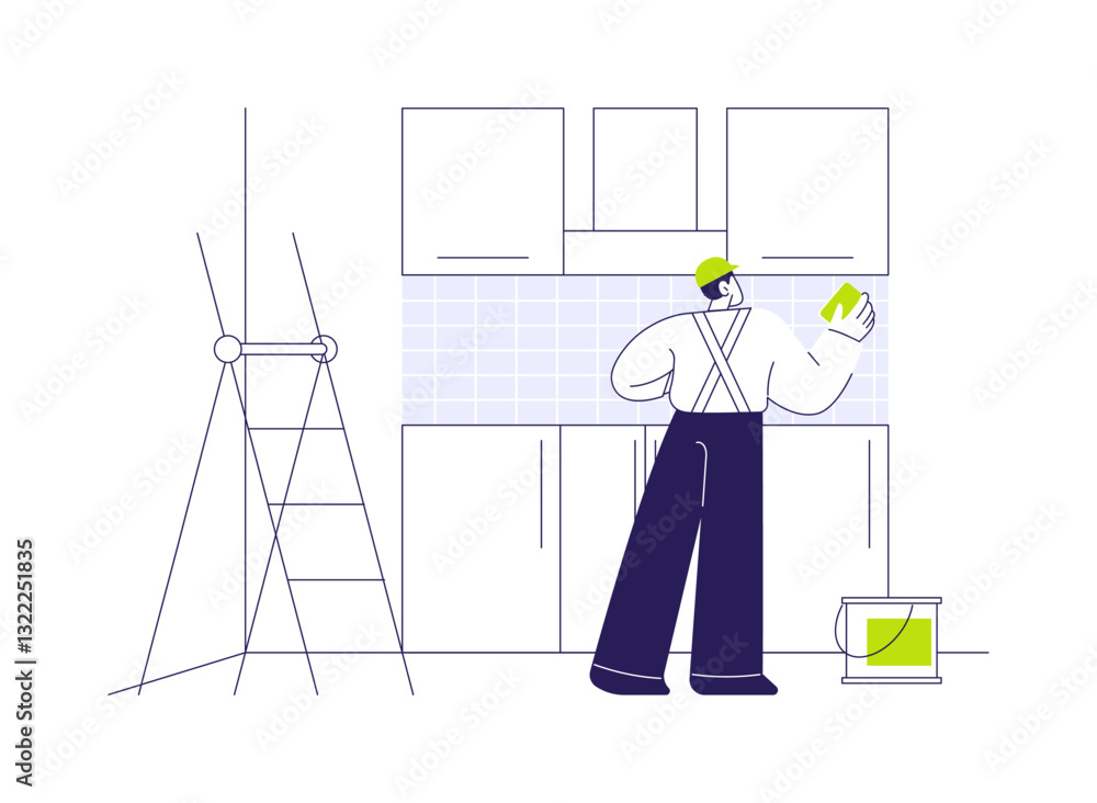 Backsplash installation abstract concept vector illustration. Stock ...
