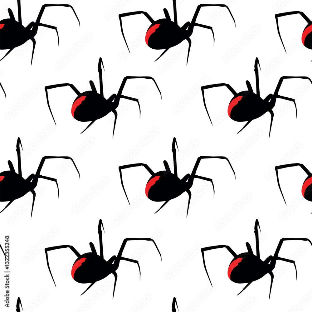 Black widow spider pattern. Vector graphics for print, black silhouette ...