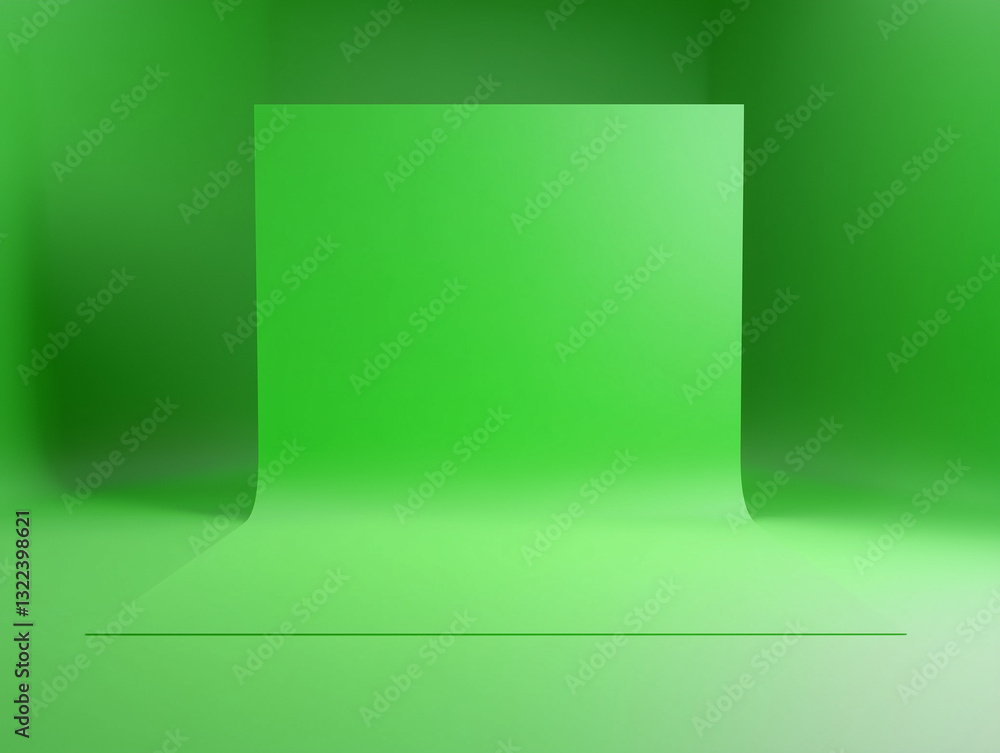 3D green screen setup for virtual backgrounds Stock Photo | Adobe Stock