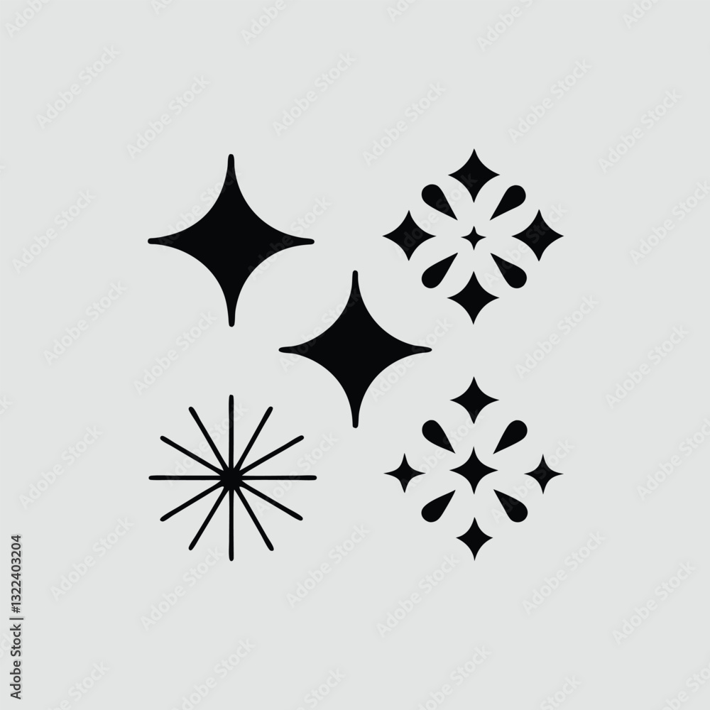 sparkle star icon, star sparkle vectors, Shining sparkle icon, Blink twinkle, sunburst star ...