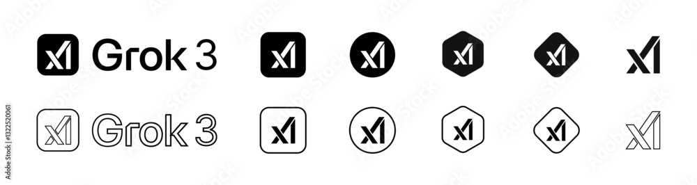 Vetor Grok 3 logo transparent PNG, Grok 3 icon vector, Grok 3 icon logo ...