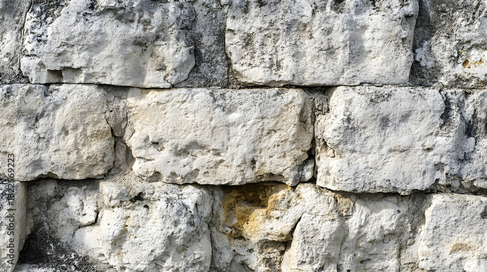 Weathered limestone wall with pitted and rough surfaces showing signs ...