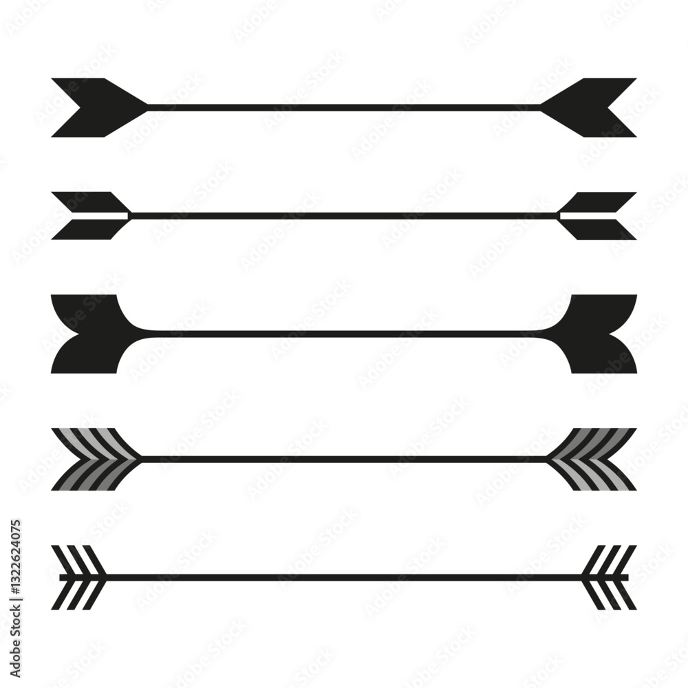 Black Arrow Icons Navigation Vector Symbols Linear Direction Shapes White Background Design
