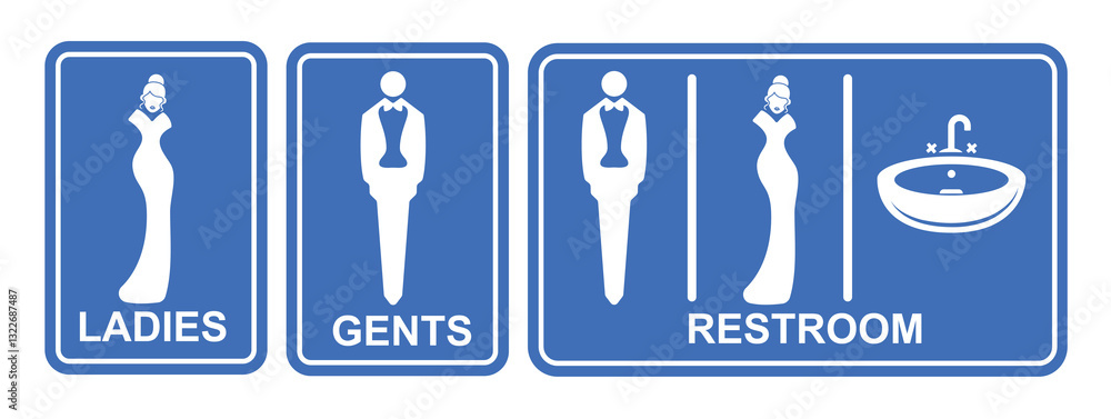Restroom sign icon clipart set. Ladies and gentlemen toilet signages ...