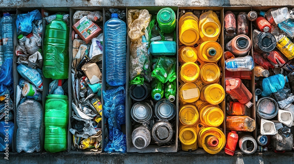 The Recycling Process at a Waste Management Facility, Sorting Materials ...