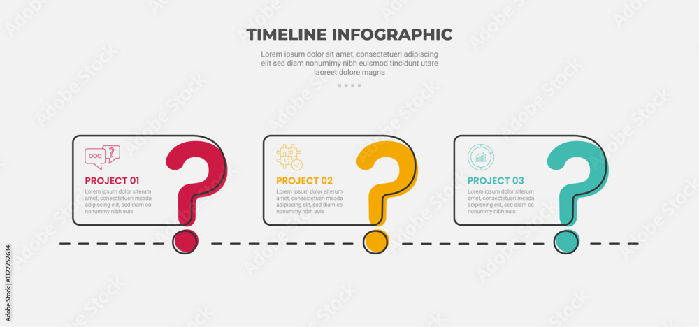 timeline infographic outline style with 3 point template with ...