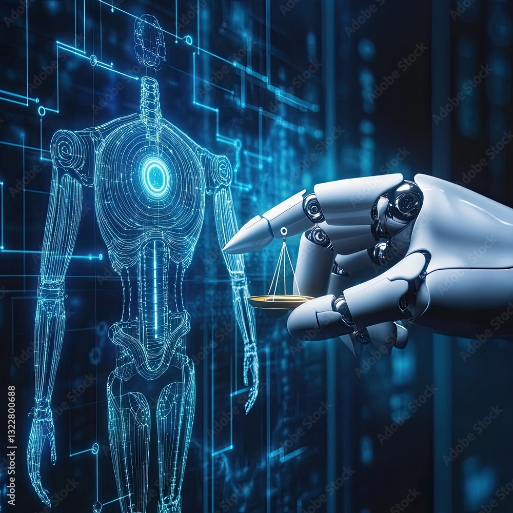Artificial Intelligence and Justice System Robotic Arm Holding Scales ...