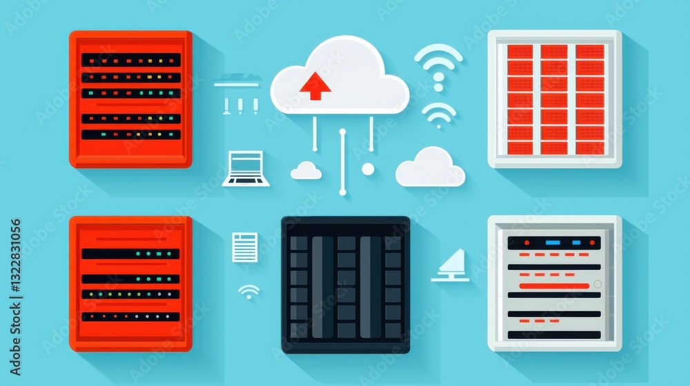 Data Center icon infographic concept. Flat Design Infographic of a ...