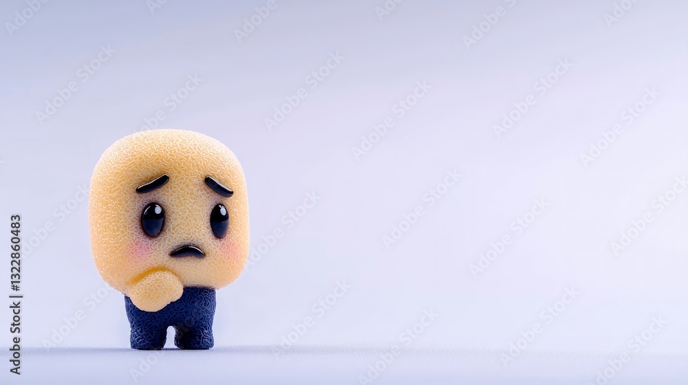 Sad 3D Emoji Figure Introspective Thoughtful Solitary Cute High ...