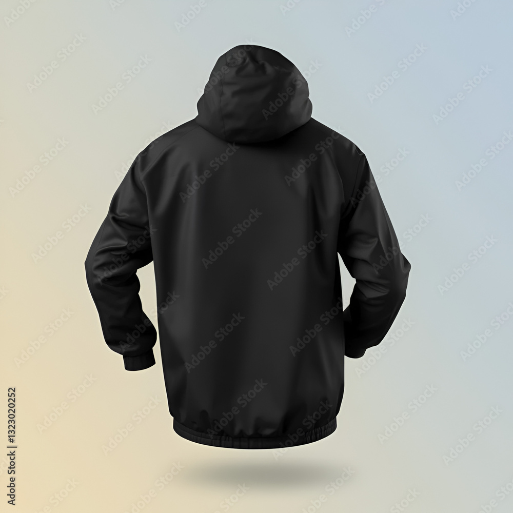 Blank black windbreaker mock up, front and back view isolated on a ...