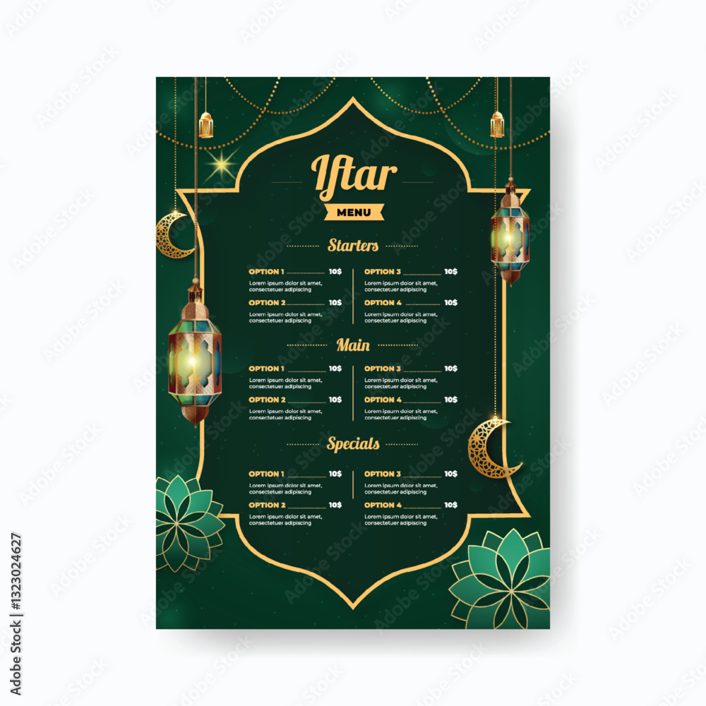 editable Ramadan Iftar menu card template, a4 size vertical Ramadan ...