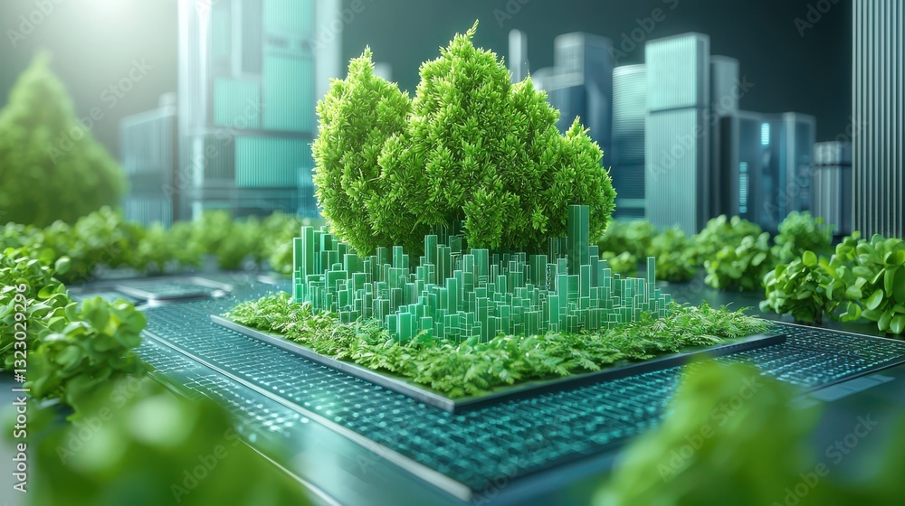 BCG Concept. Futuristic Sustainable Cityscape with Analytical BCG ...