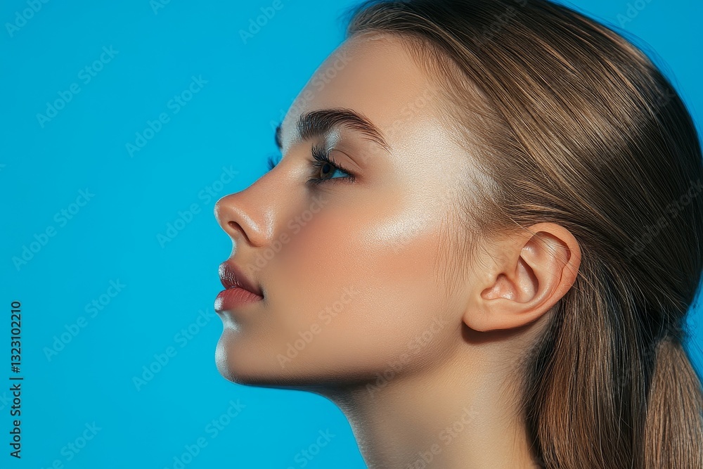 Young woman after rhinoplasty operation with perfect nose profile ...