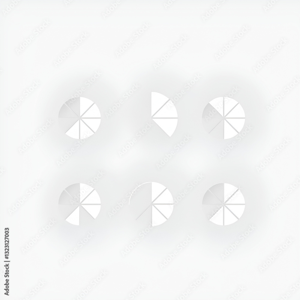 Infographic icon pie circles set divided radius in grey color. Segments ...