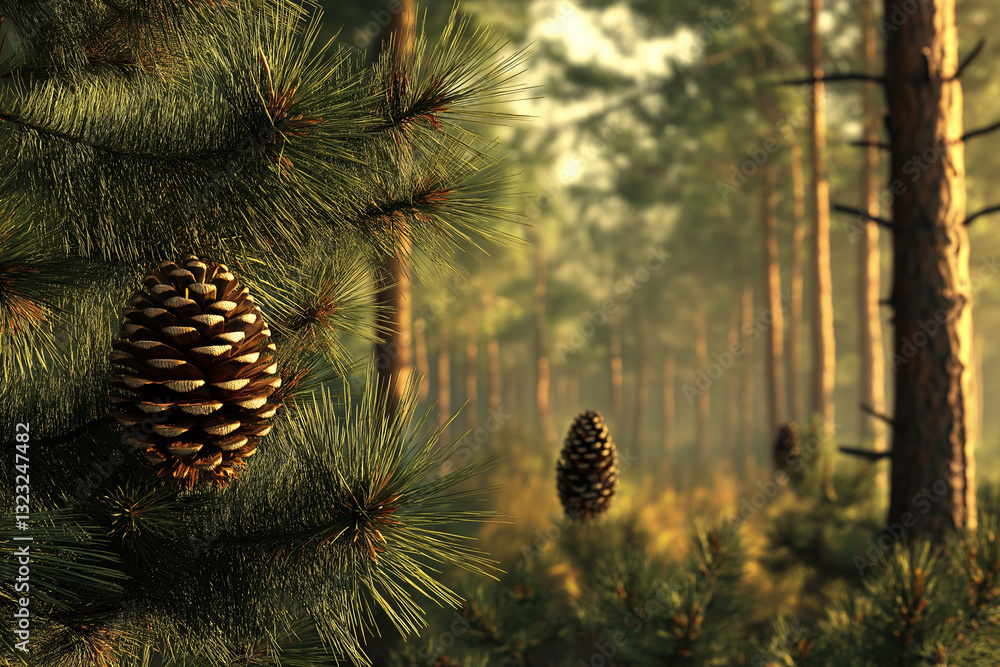 Fotografie Behold, a breathtaking tableau of a majestic pine forest ...