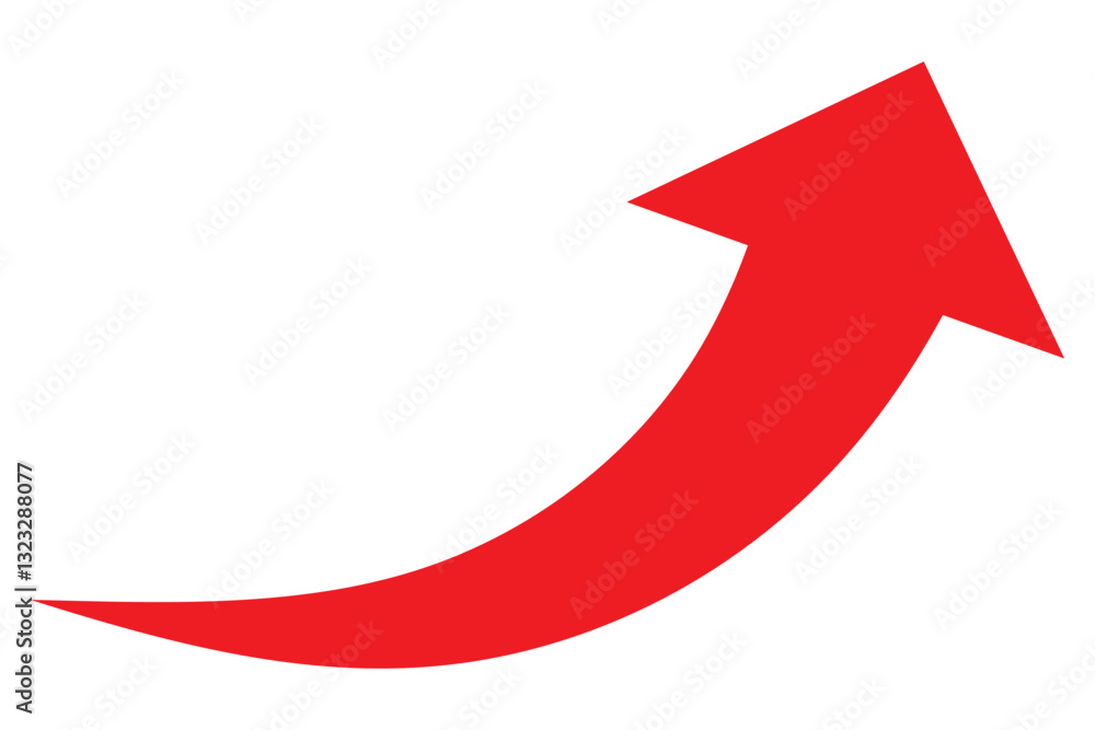 Red curve arrow icon on transparent background. flat style. arrow icon ...