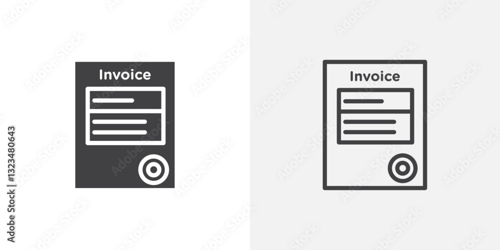 Invoice iconsin filled and outline versions for ui designs Stock Vector ...