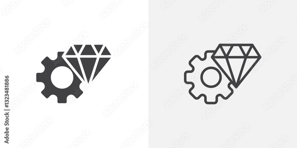 Operational excellence icons in filled and outline versions for ui ...